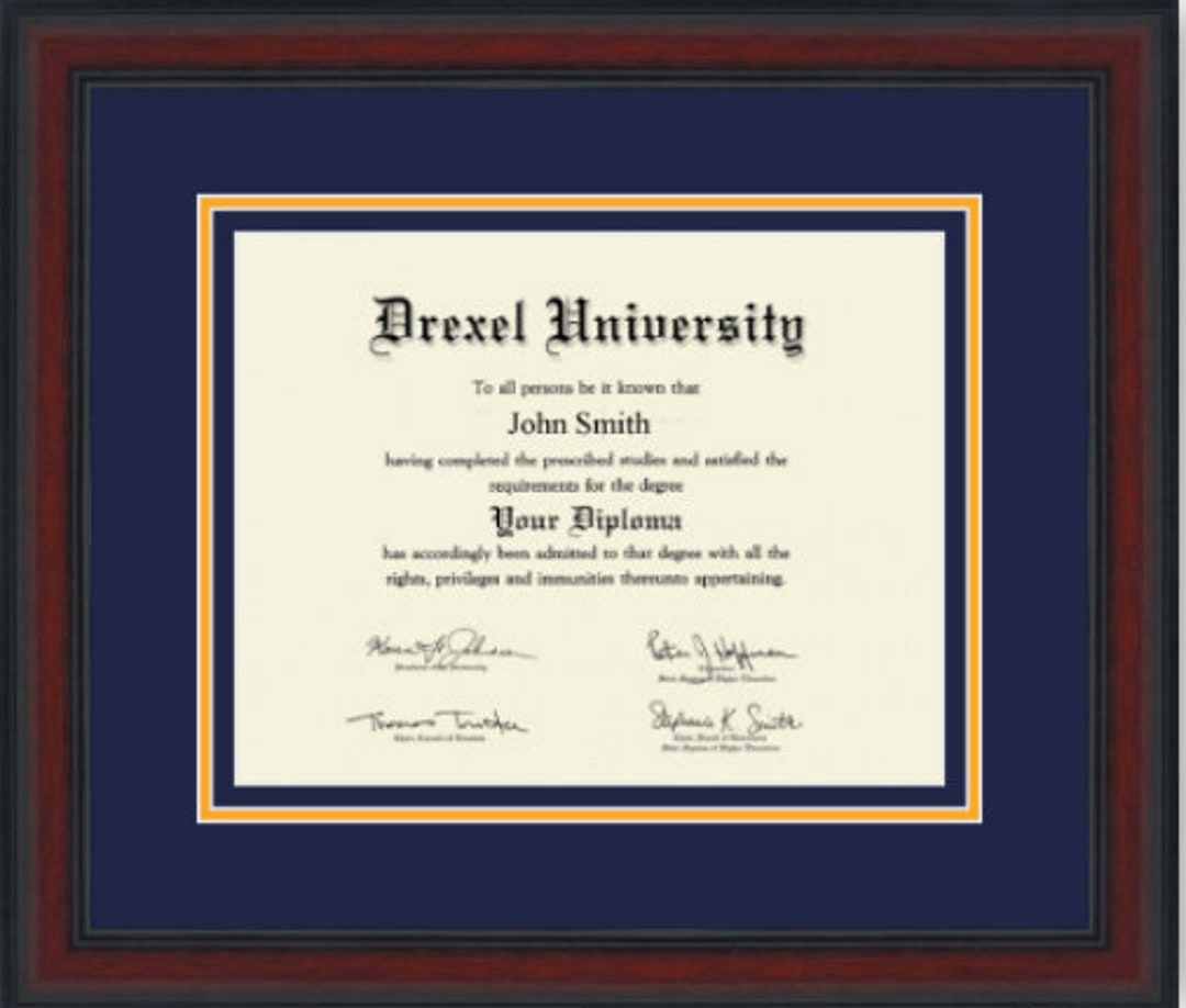 Drexel University Diploma Frame Triple Matted Free Shipping - Etsy