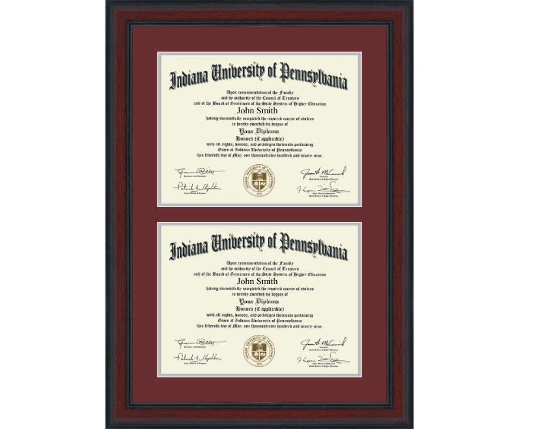 IUP Indiana University of PA Double Diploma Frame. Husband/wife Both ...