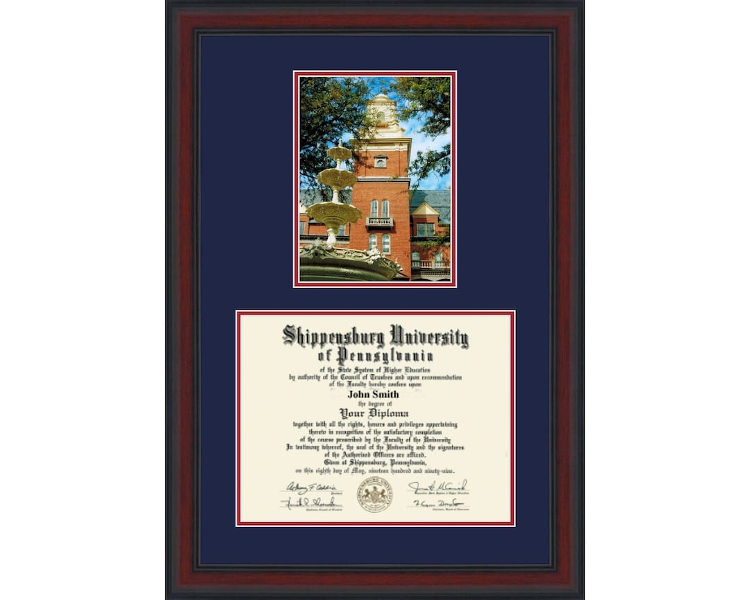 SHIP Shippensburg University Diploma Frame With Old Main Fountain ...