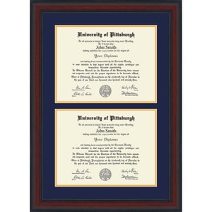PITT University of Pittsburgh Diploma Frame for 2 Degrees, Fits ...