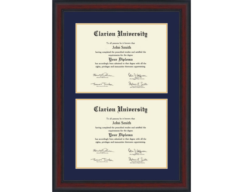 Clarion University Double Diploma Frame, 2 Diplomas, Husband/wife Both ...