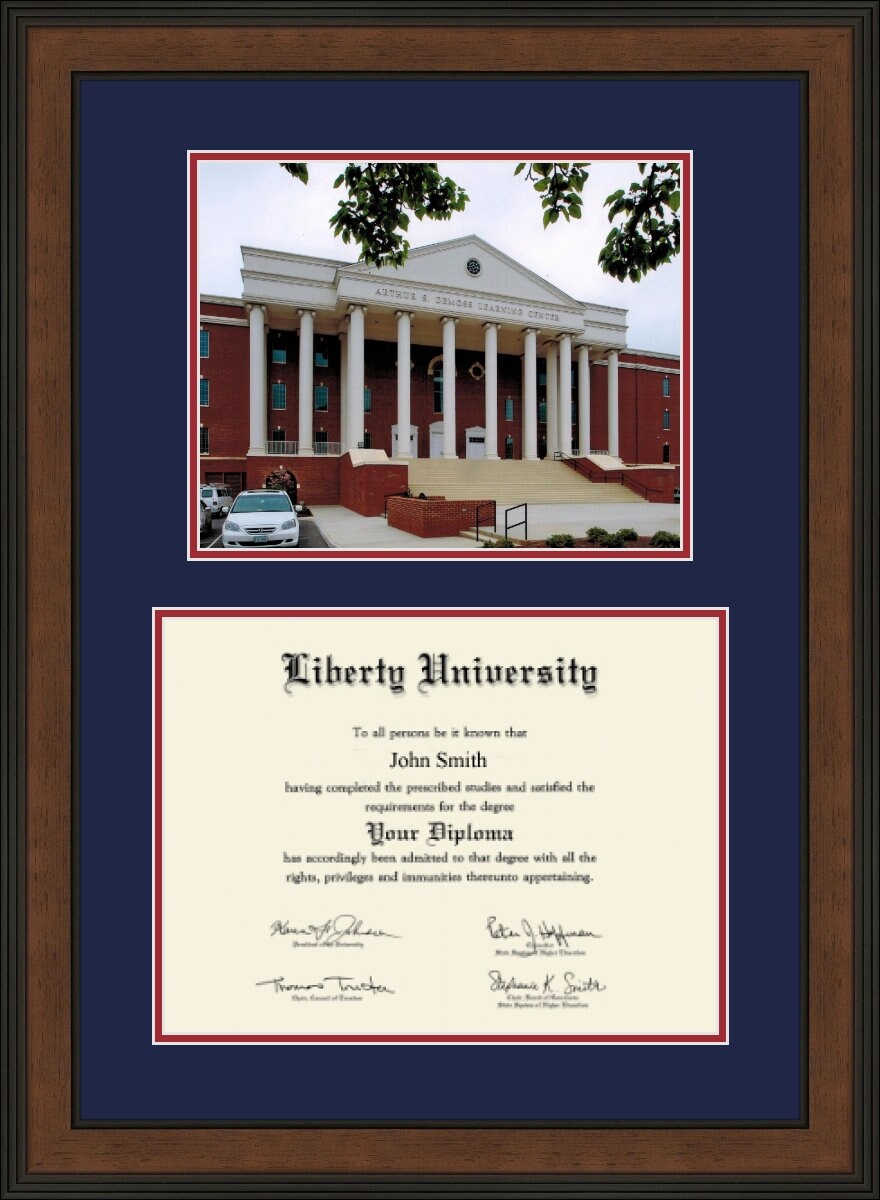 Liberty University Diploma Frame With Photograph Fits Bachelors Degree ...