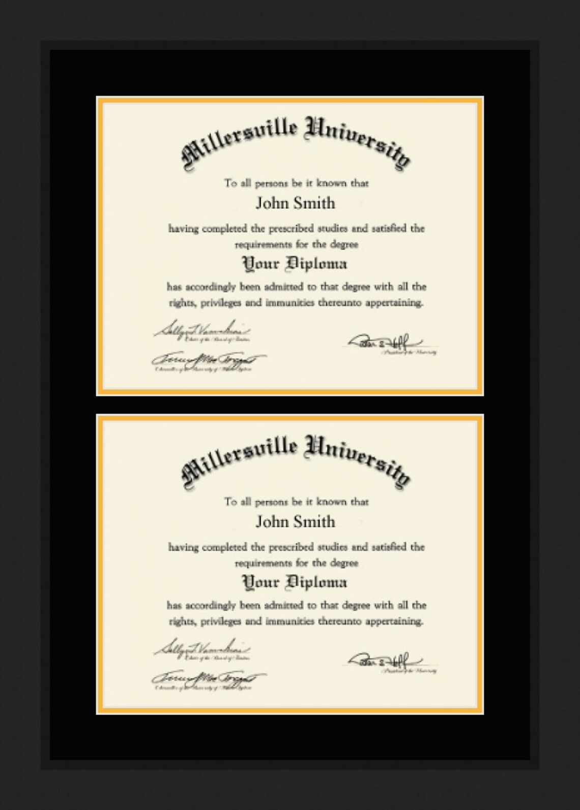 Millersville University Double Diploma Frame, 2 Diplomas, Husband/wife ...
