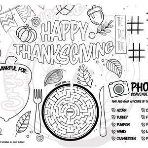 Thanksgiving Coloring Page Printable, Fall Coloring Activity for Kids ...