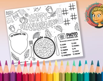Thanksgiving Coloring Page Printable, Fall Coloring Activity for Kids ...