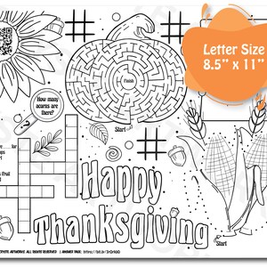 3 Thanksgiving Activity Pages: Printable, Fall Coloring, Activity for ...