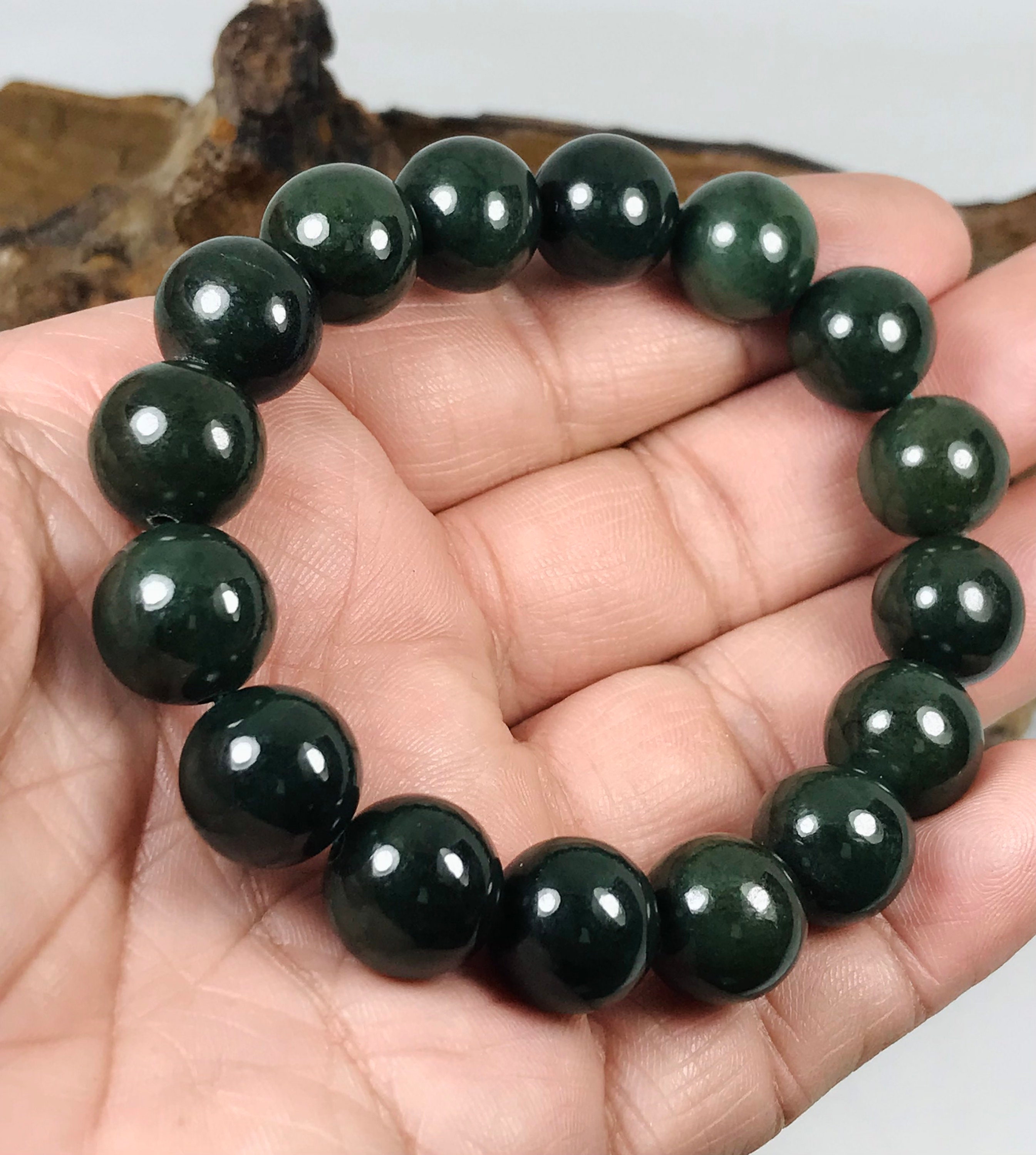 13.3mm Round Beaded Emerald and Forest Green Authentic Burmese - Etsy