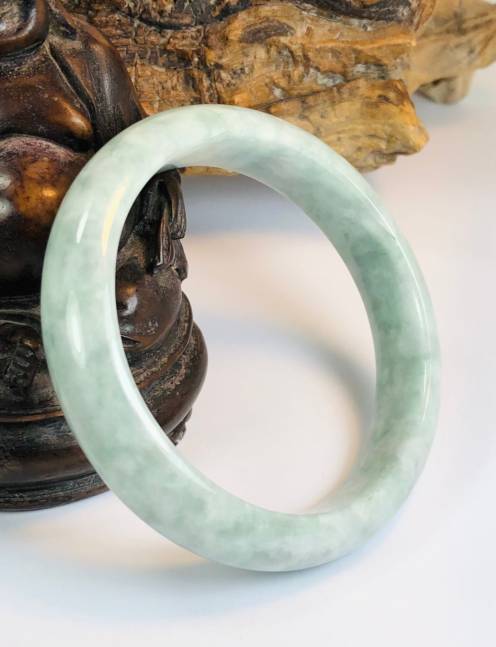 58.6mm Certified Icy Translucent Apple Green With Milky White Untreated ...