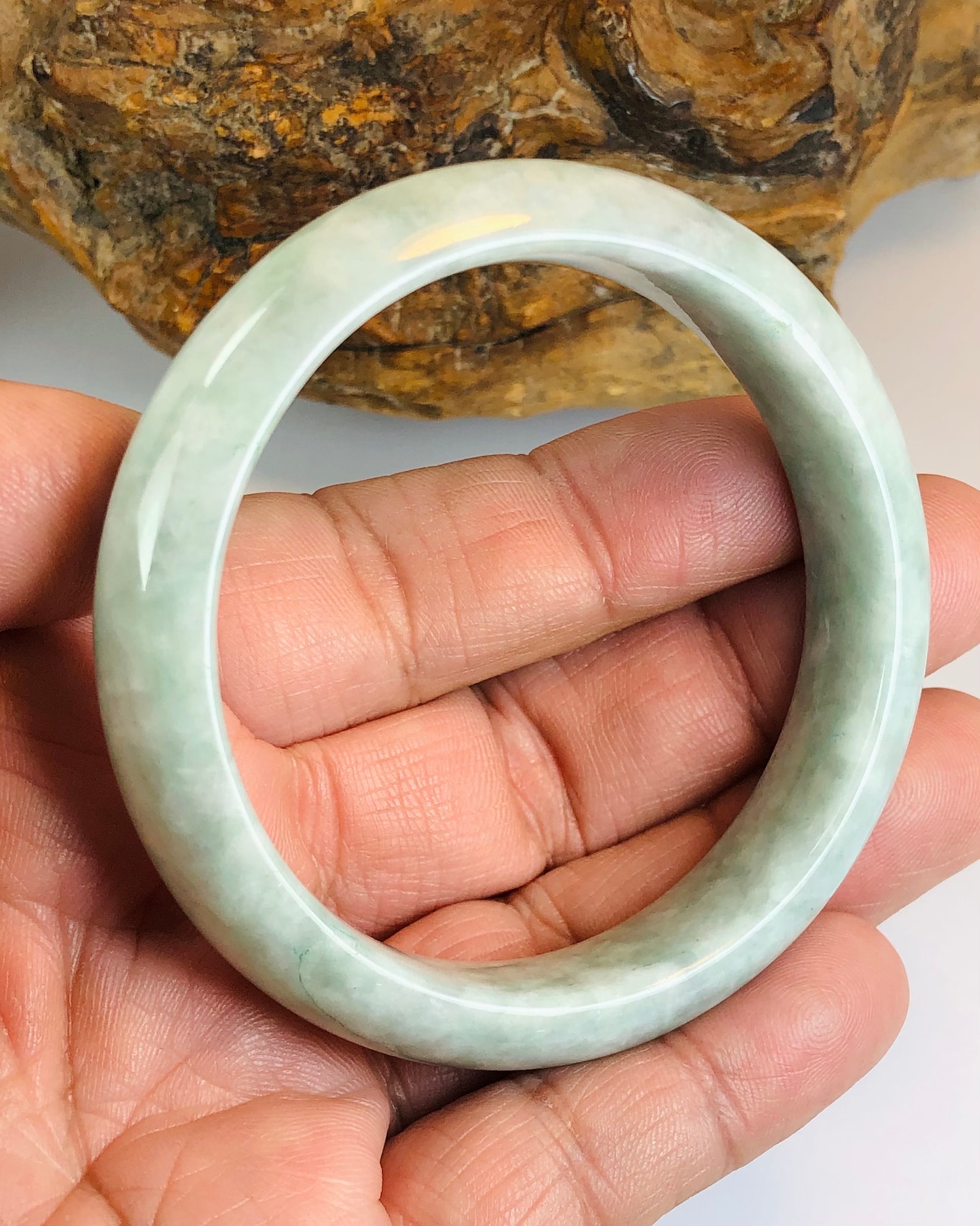 58.6mm Certified Icy Translucent Apple Green With Milky White Untreated ...