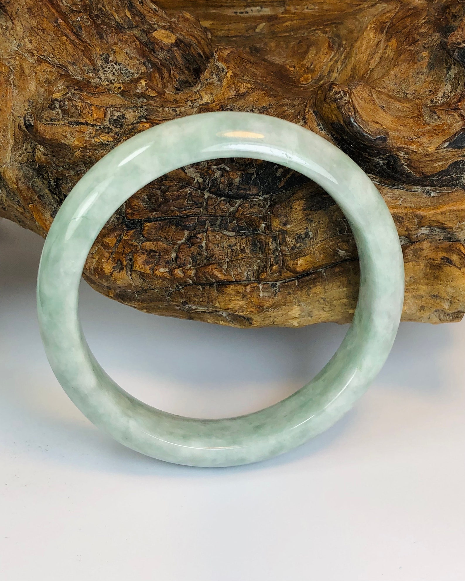 58.6mm Certified Icy Translucent Apple Green With Milky White Untreated ...