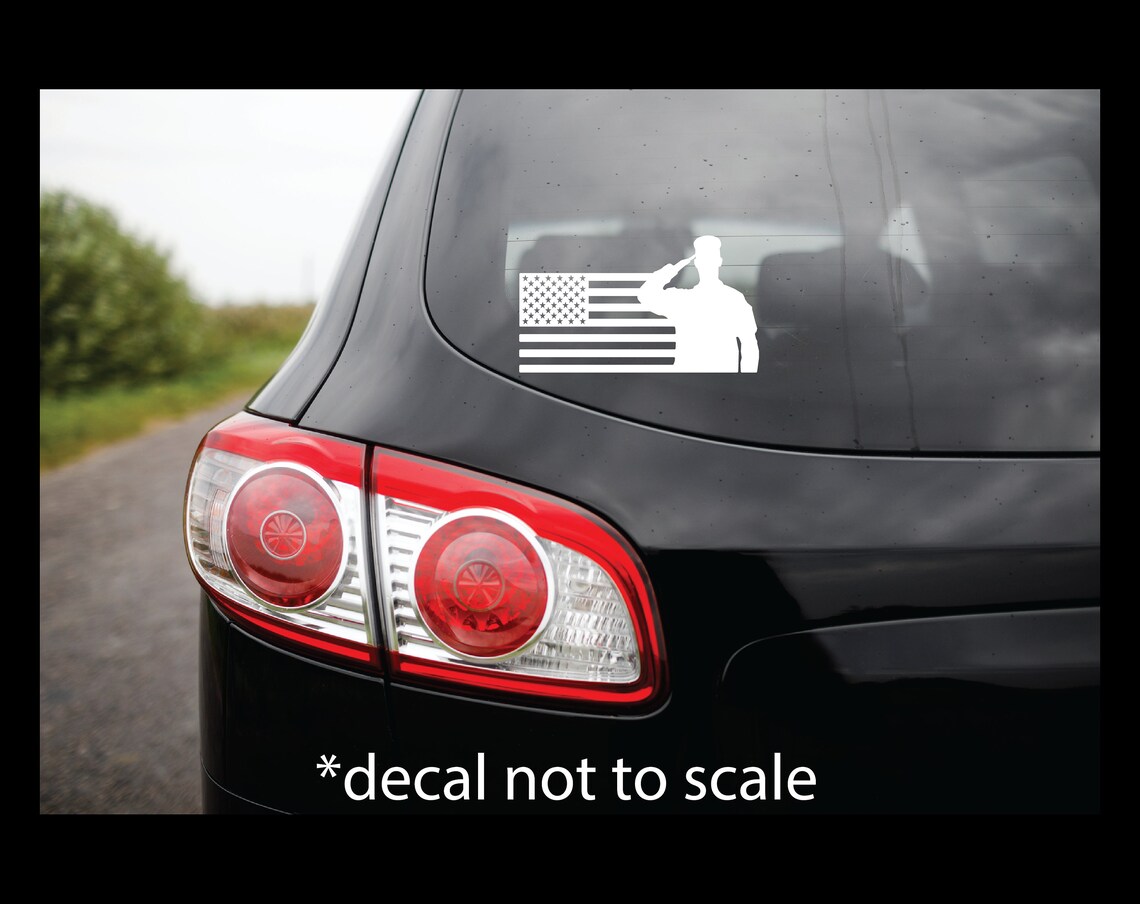 Military Vinyl Decal Saluting Soldier American Flag for Car | Etsy