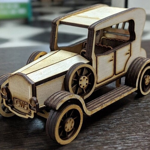 Vintage Wooden Classic Car Vehicle CDR File. Vector Dxf - Etsy