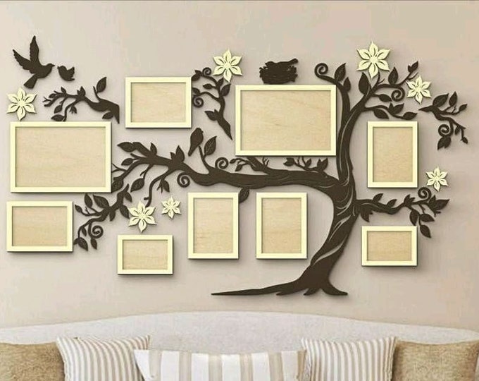Laser Cut Family Tree With Photo Frames.laser Cut Files SVG DXF CDR ...