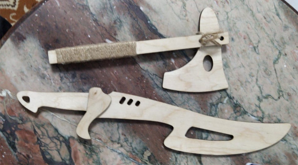 Wooden Axe and Sabre.laser Cut Files SVG DXF CDR Vector Plans - Etsy