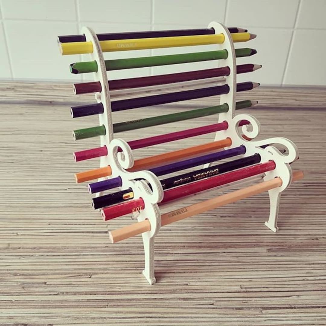 Bench Color Pencil Holder.storage Organizer.laser Cut Files SVG DXF CDR ...