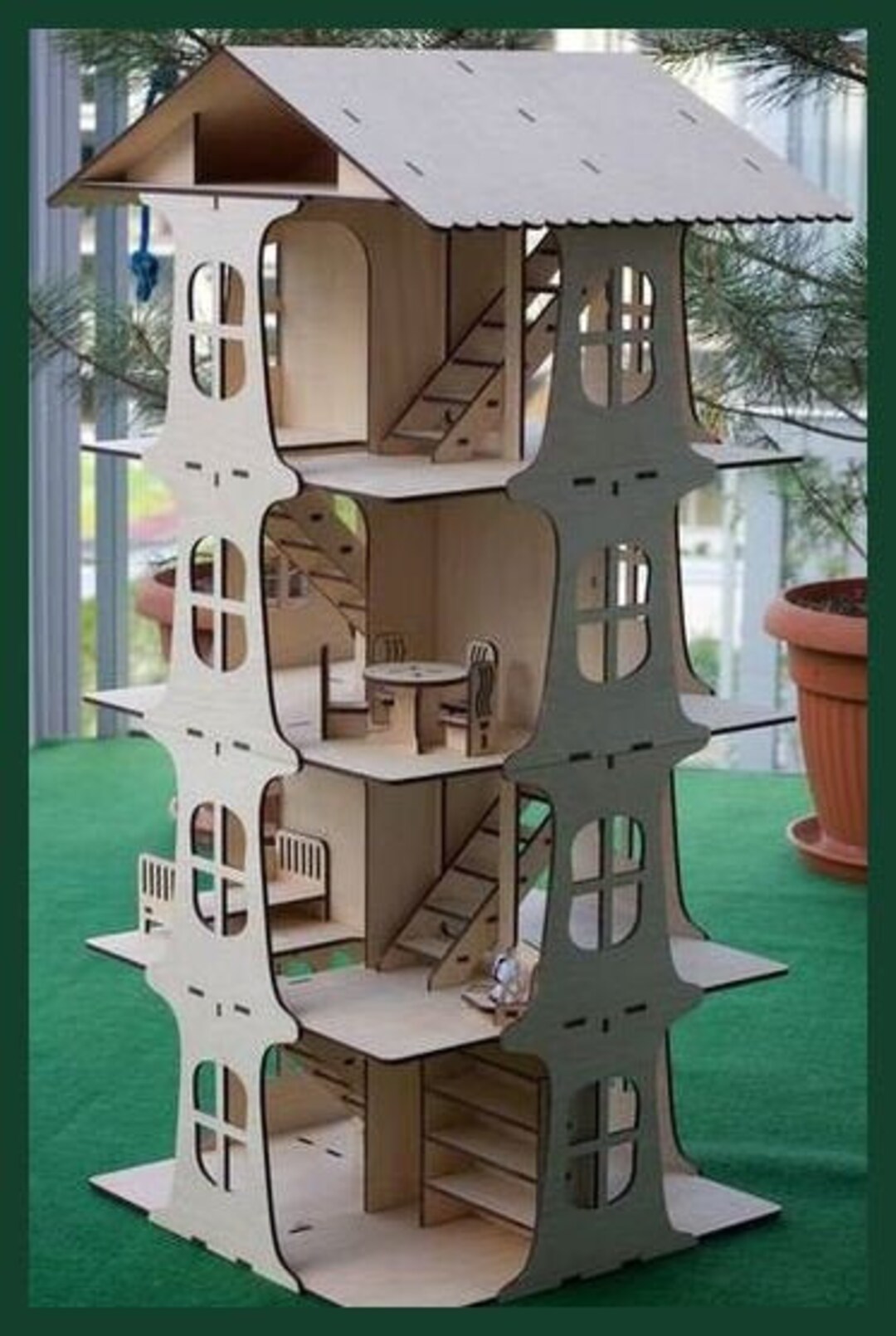 Five Floor Dool House. Laser Cut Files SVG, DXF, CDR, Vector Plans ...