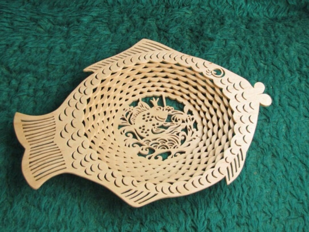 Fish Basket. Spiral Bowl. Laser Cut Files SVG DXF CDR Vector Plans ...