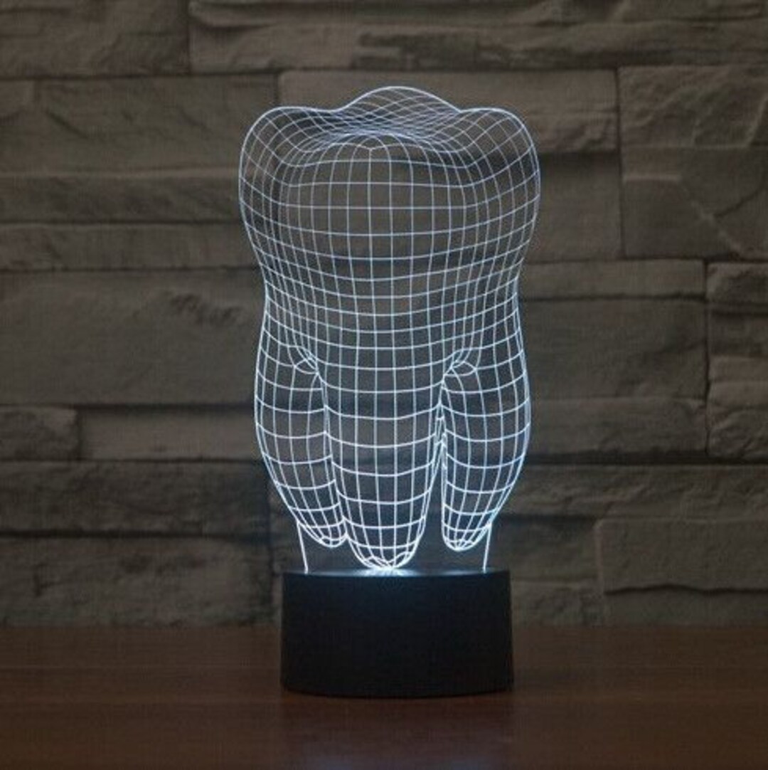 Tooth Shape 3d Led Lamp.laser Cut Template.laser Cut Files SVG DXF CDR ...