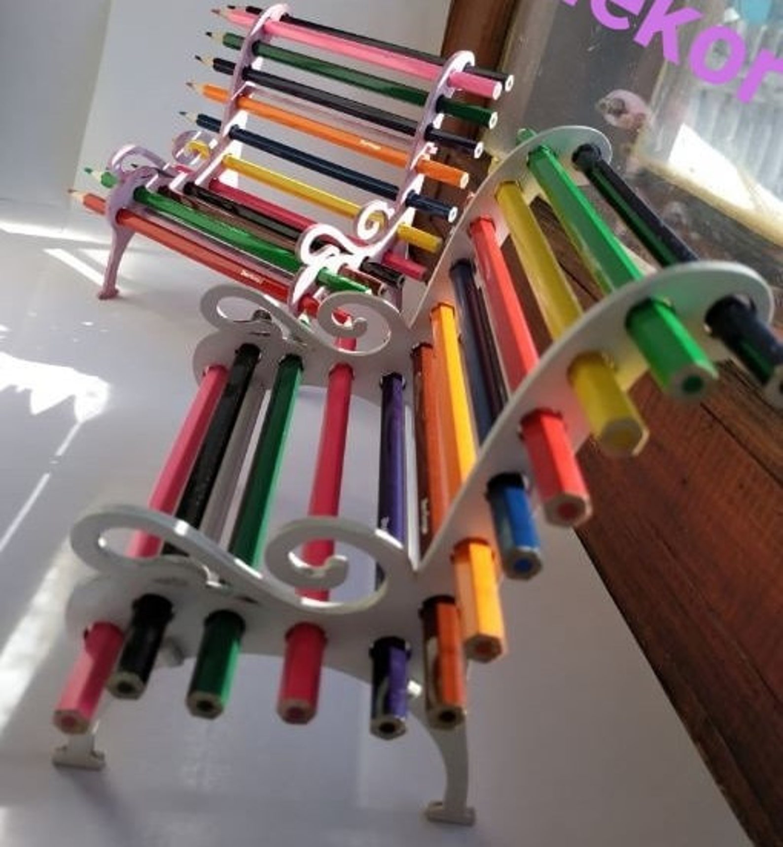 Bench Color Pencil Holder.storage Organizer.laser Cut Files | Etsy