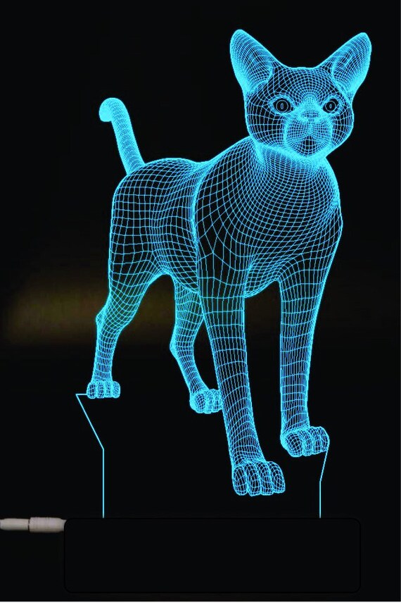 Cat 3d LED Lamp.laser Cut Template.laser Cut Files SVG DXF Cdr - Etsy