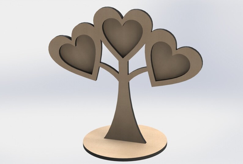 Photo Frames Heart Shaped on Tree. Laser Cut Files SVG DXF CDR Vector ...