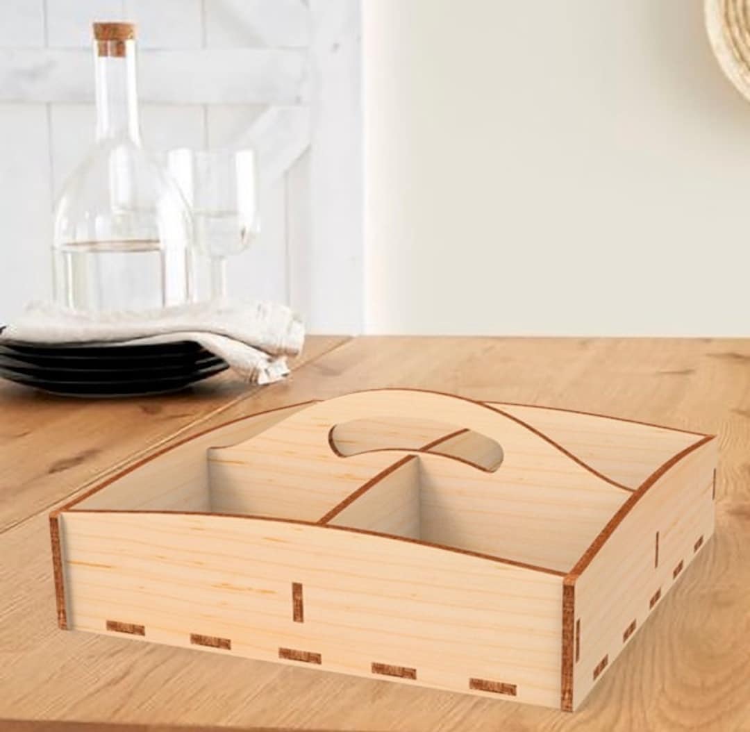 Laser Cut Wood Tray With Handle Snacks Dry Fruit Box Candy Dish ...