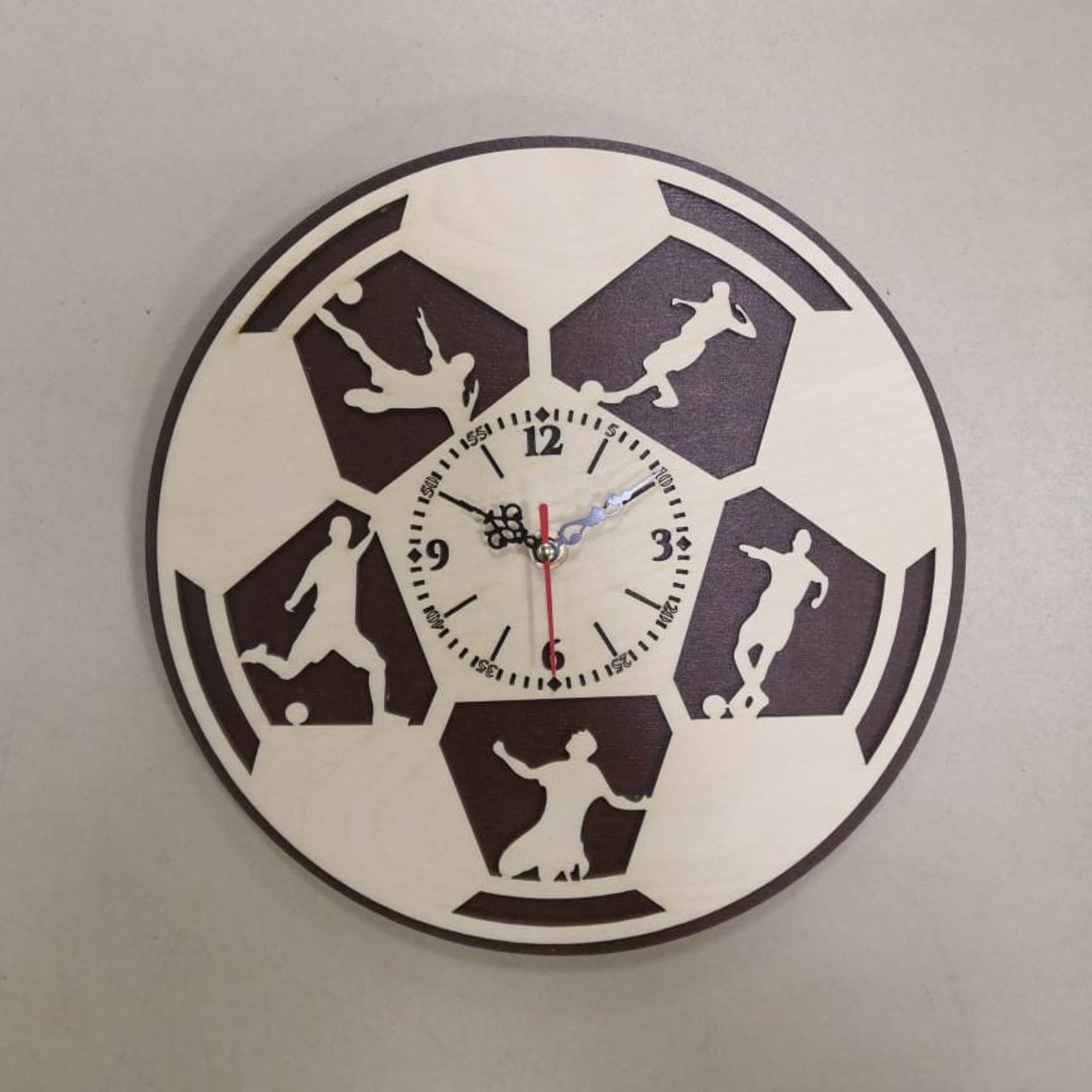 Laser Cut Football Wall Clock Sport Wall Clock Gift for Soccer Lover ...