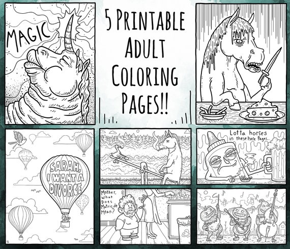 Let's Get Weird: Adult Coloring Pages 5 Printable | Etsy