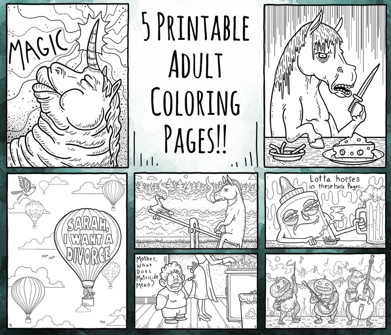 Let's Get Weird: Adult Coloring Pages 5 Printable Coloring Pages ...