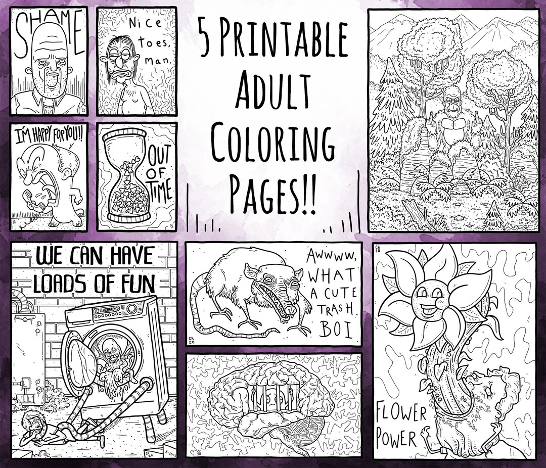 Let's Get Weird: Adult Coloring Pages 5 Printable - Etsy