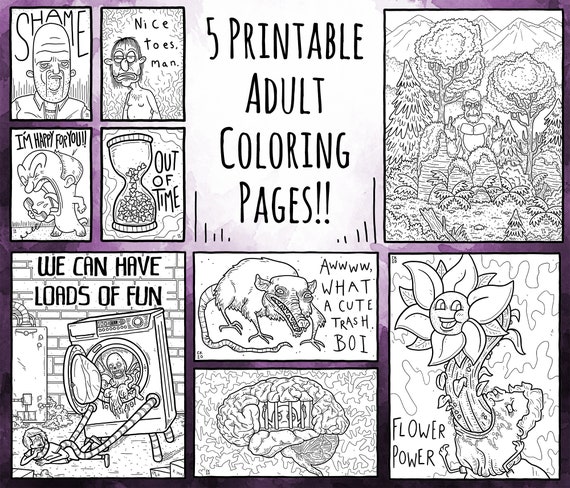 Let's Get Weird: Adult Coloring Pages 5 Printable | Etsy