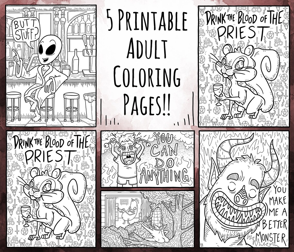 Let's Get Weird: Adult Coloring Pages 5 Printable Coloring Pages ...