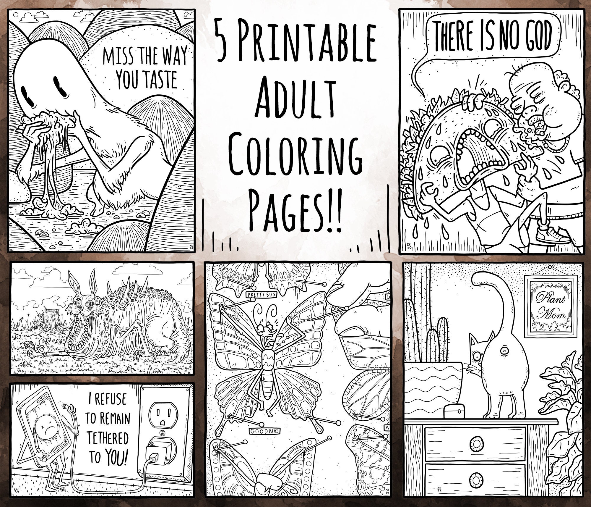 Let's Get Weird: Adult Coloring Pages 5 Printable Coloring Pages ...