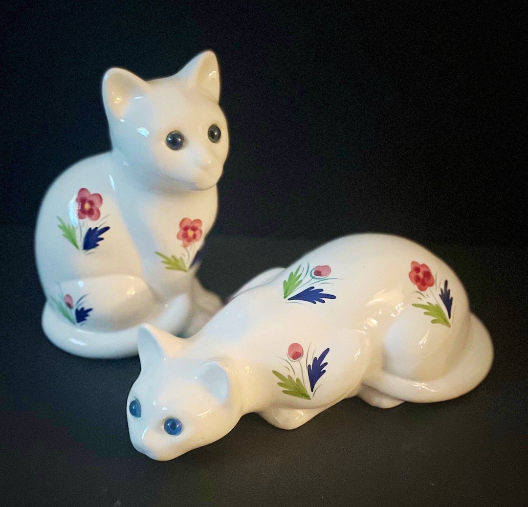 Pair Chinoiserie Ceramic Cats. Large Cat Statuettes. Portugal - Etsy