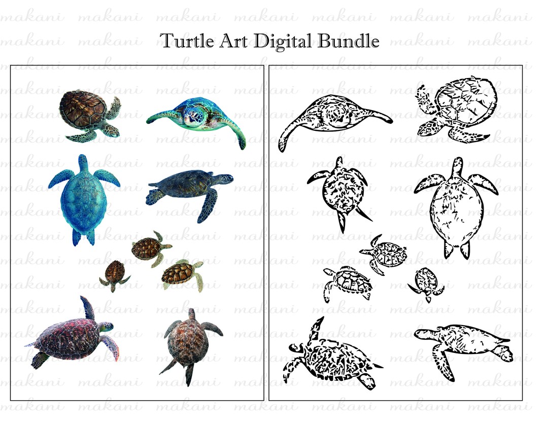 Sea Turtle, Hawaiian Honu, Clipart, SVG, JPG, PNG Digital Download File ...