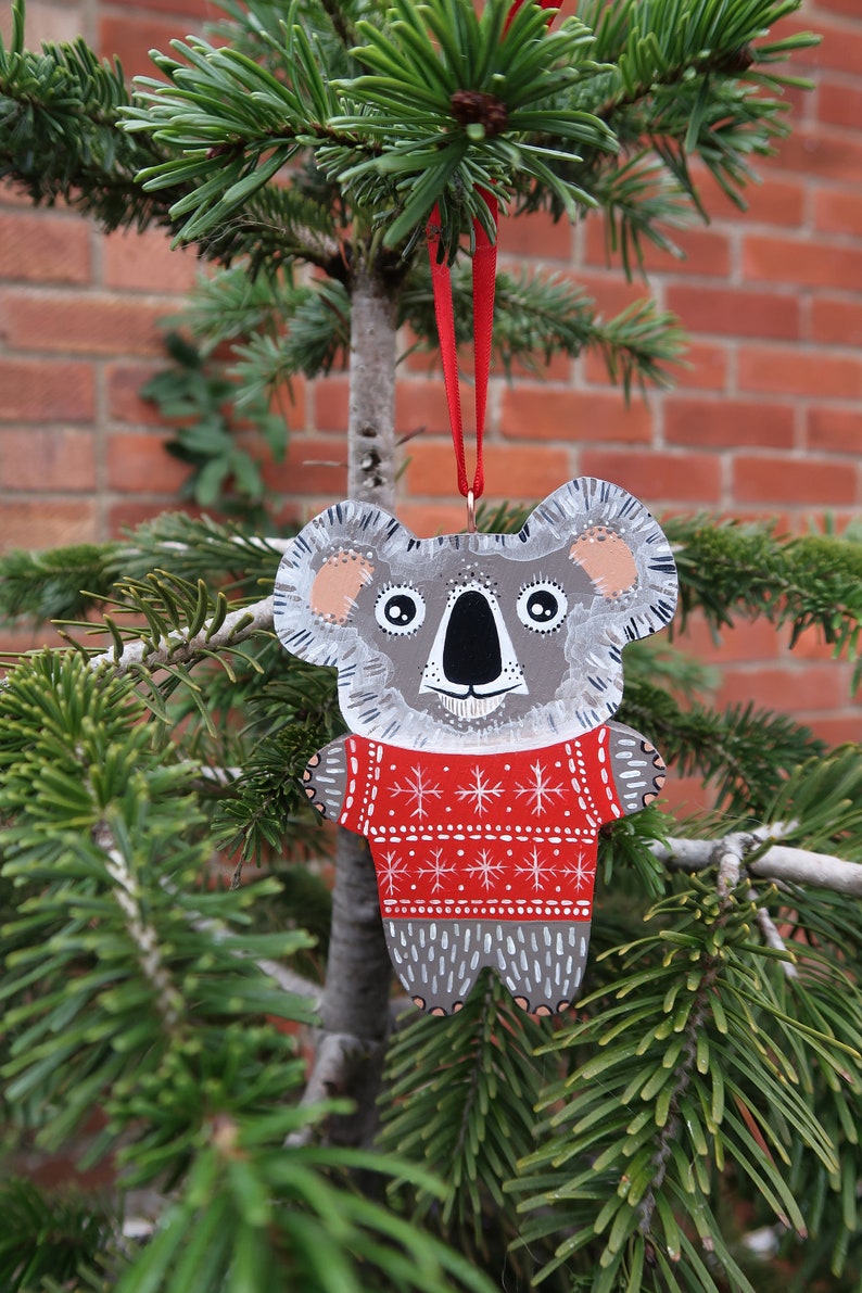 Koala Hanging Decor Cute Wooden Animal Art Christmas Tree - Etsy