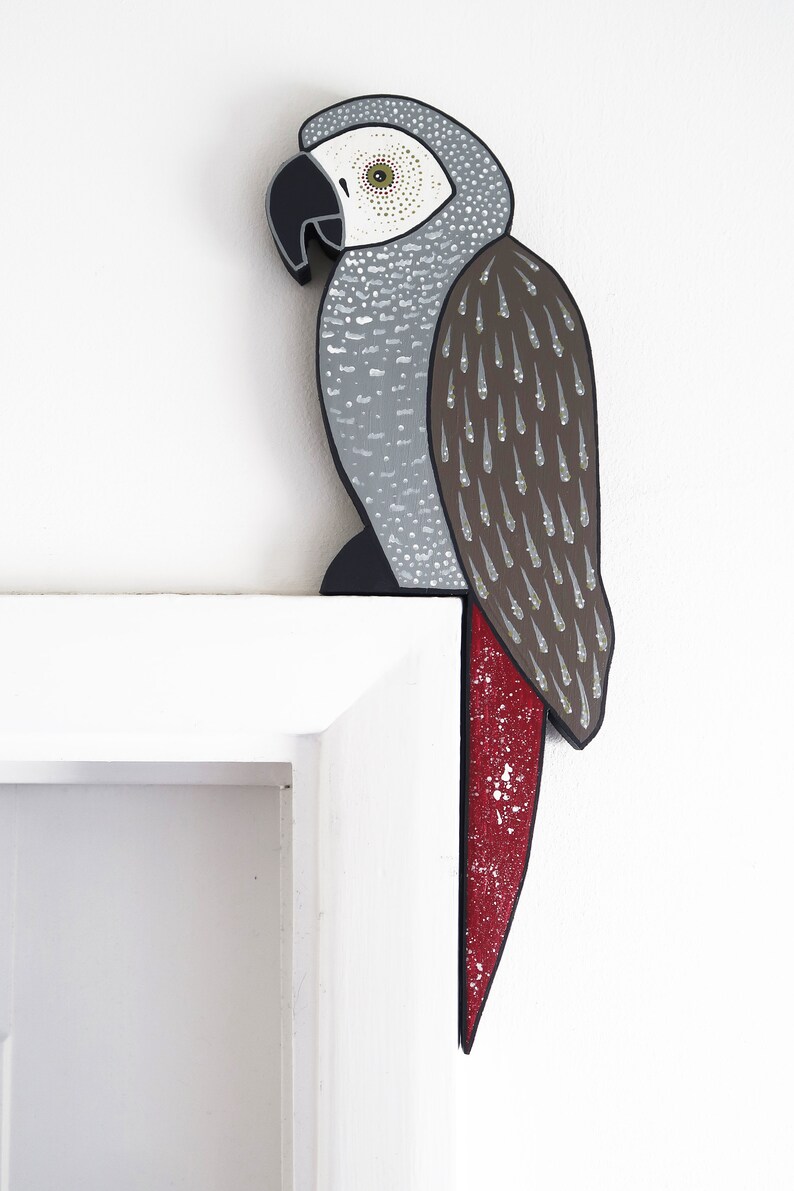 African grey parrot door topper wooden parrot decoration for | Etsy