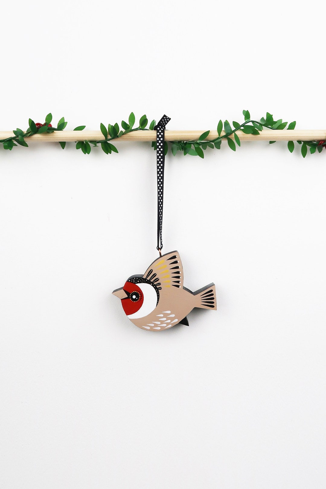 Gold Finch Christmas Tree Decoration, Miniature British Garden Birds ...