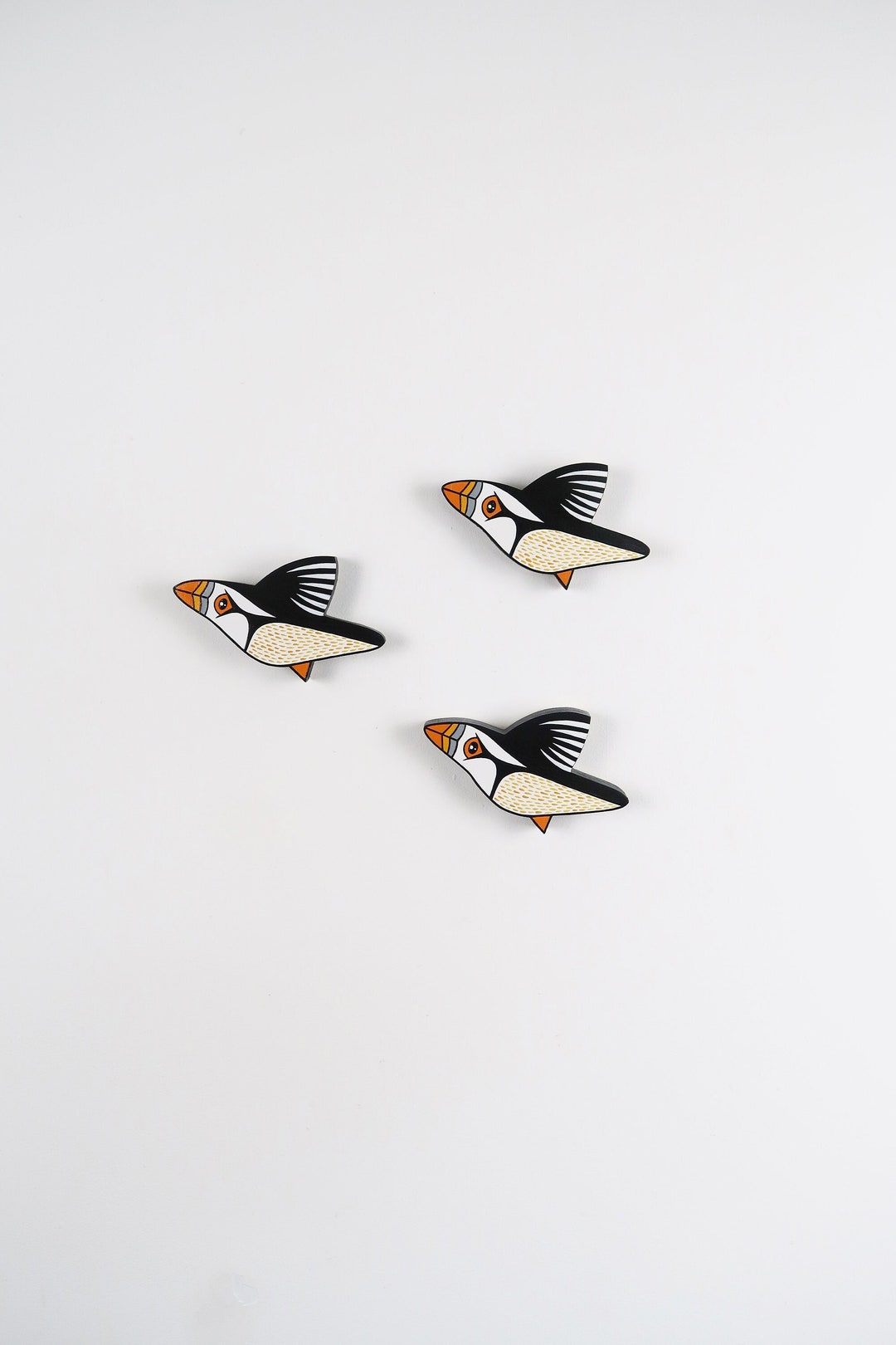 Handmade Puffin Wall Decor: Set of 3 Wooden Bird Hangings - Etsy