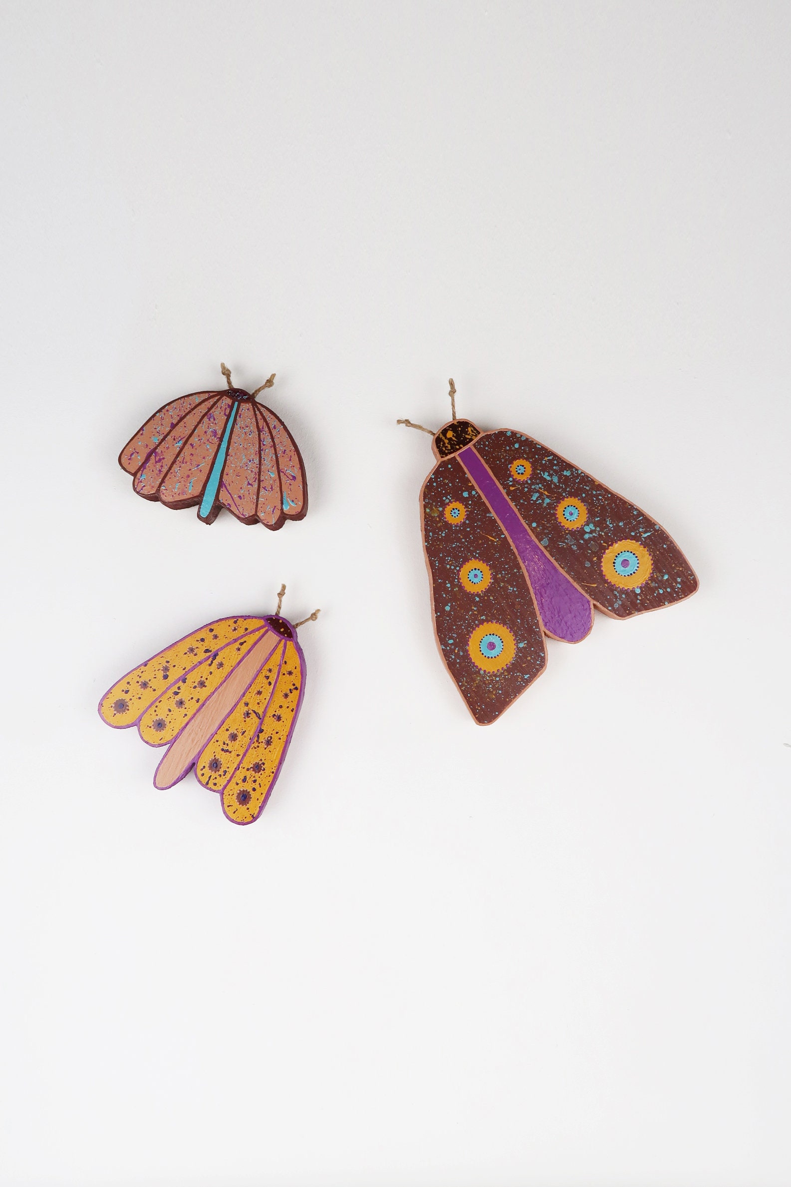 Moth Decoration Set of 3 Wall Bugs Art Unusual Christmas - Etsy UK