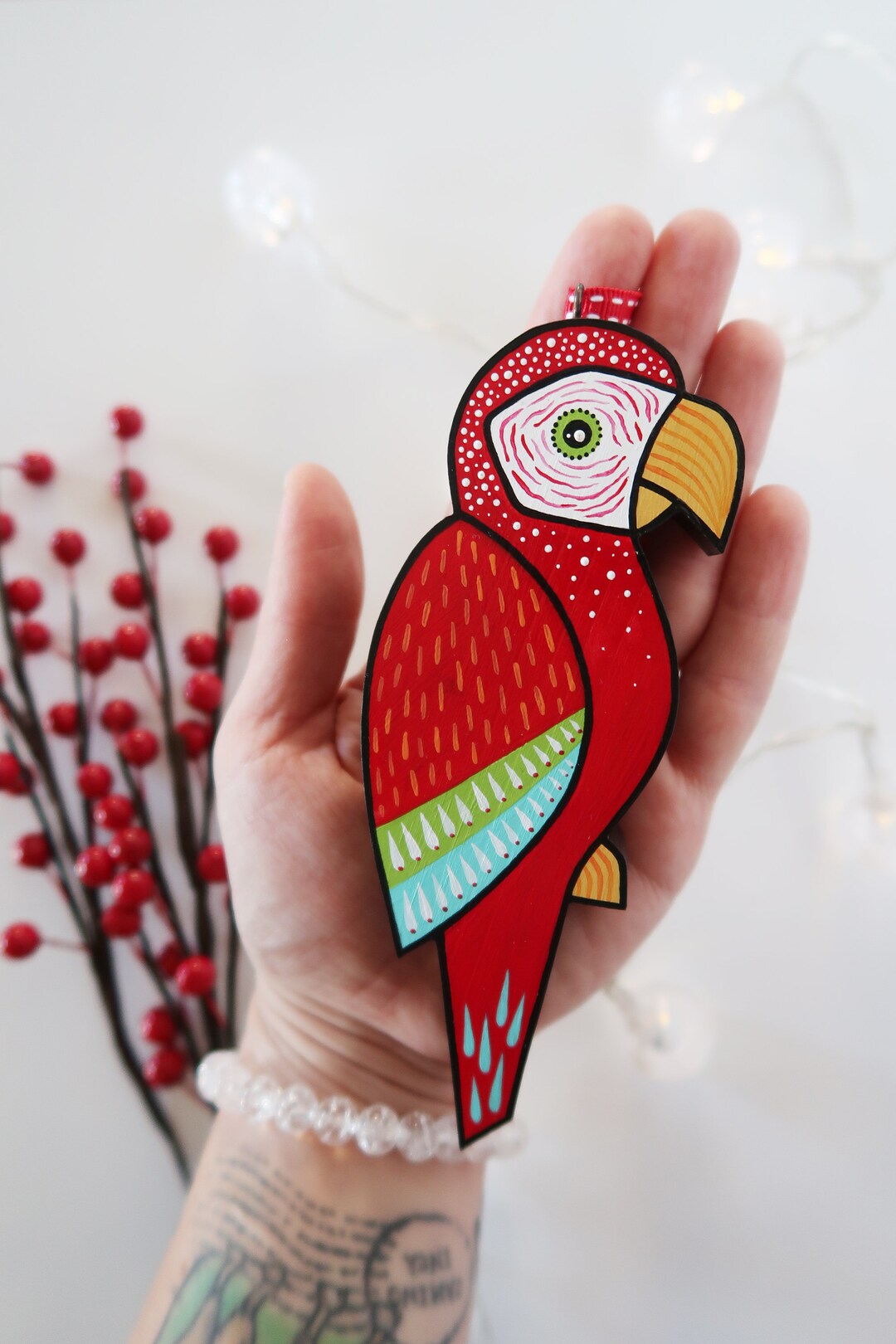 Handmade Red Macaw Christmas Ornament: Tropical Parrot Decor - Etsy