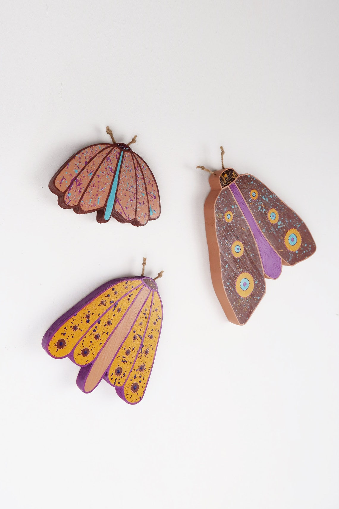 Moth Decoration Set of 3 Wall Bugs Art Unusual Christmas | Etsy UK