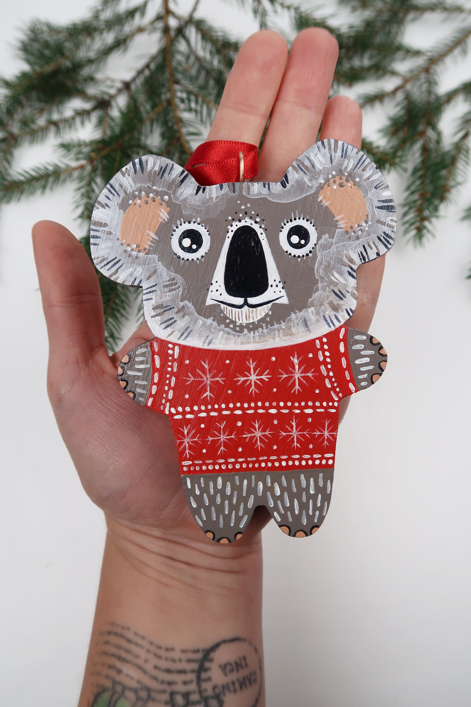 Koala Hanging Decor Cute Wooden Animal Art Christmas Tree | Etsy