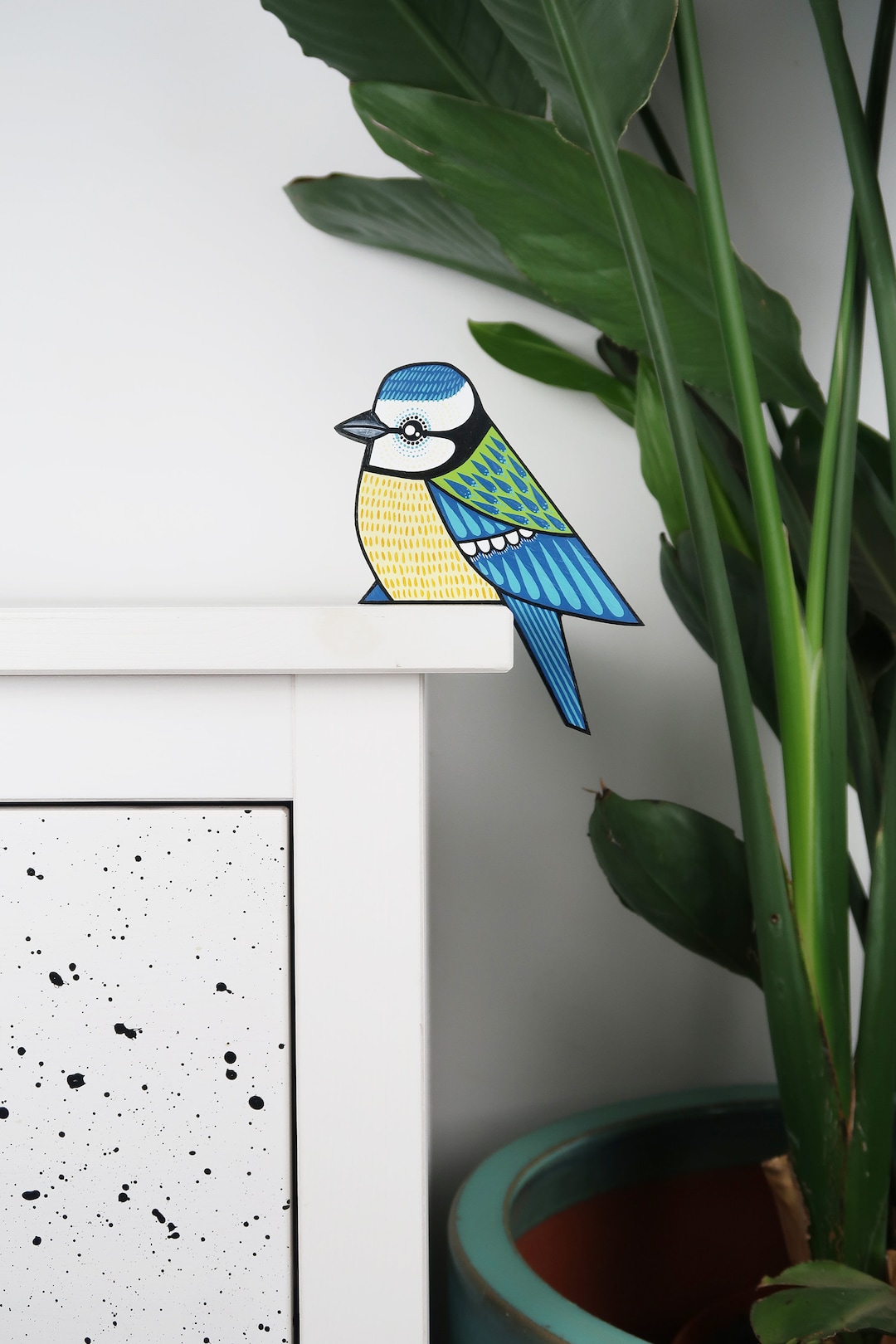 Hand Painted Blue Tit Wooden Bird - Door Topper Shelf Decor - Etsy