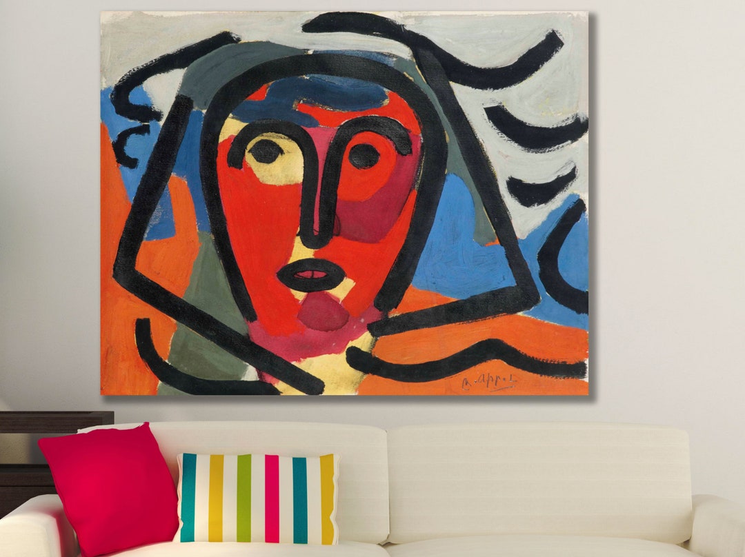 Karel Appel Large Brush Strokes Portrait Woman's Face - Etsy