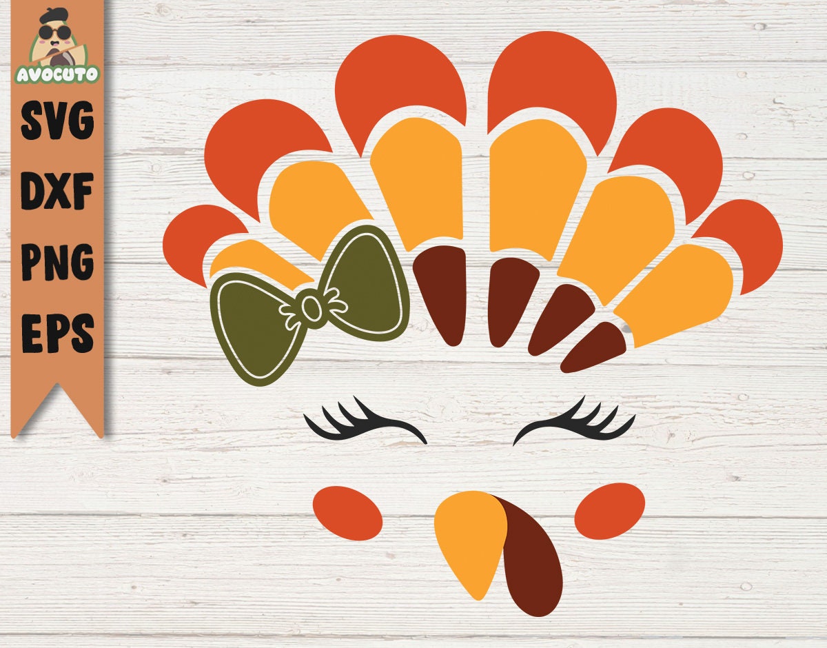 Cara de pavo svg / acción de gracias svg / pavo chica cara arco svg ...