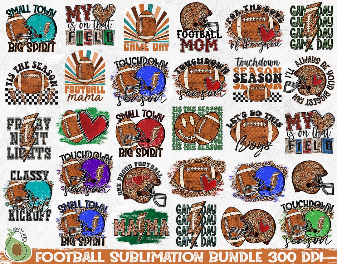 Football Sublimation Bundle, Retro Sports Design, Football Mom Shirt ...
