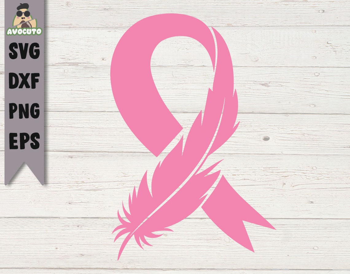 Pink Ribbon Svg / Feather Pink Ribbon Vinyl Decal / Cancer - Etsy