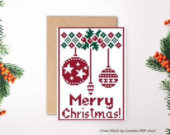 Cross Stitch Christmas Card Pattern - Etsy