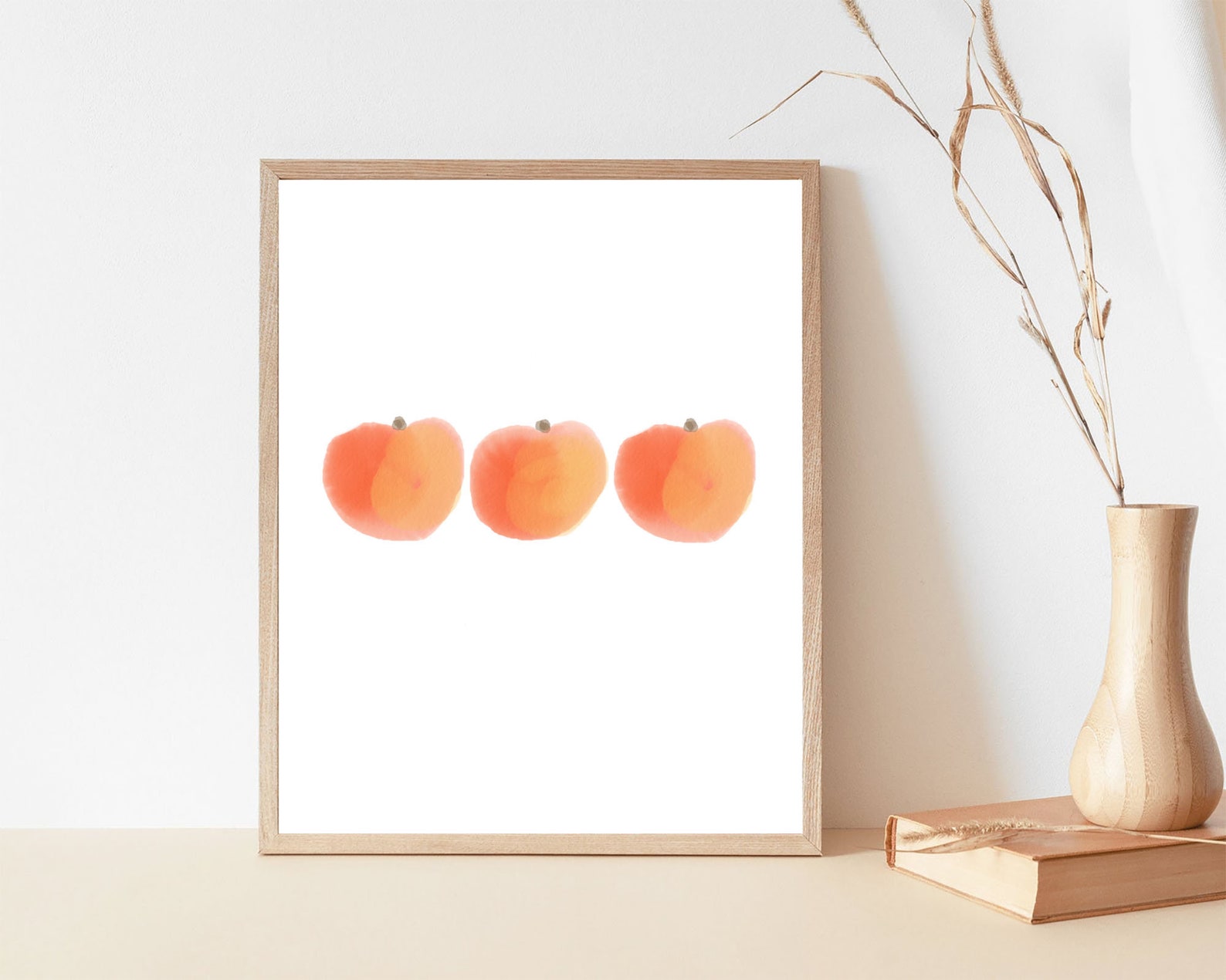 Peach Fruit Watercolor | Minimal Printable Wall Art | Printable Modern ...